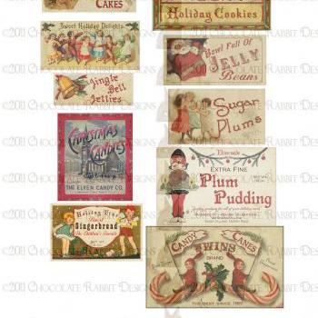 Christmas Treats Vintage Labels Download - Digital High Resolution 300 ...