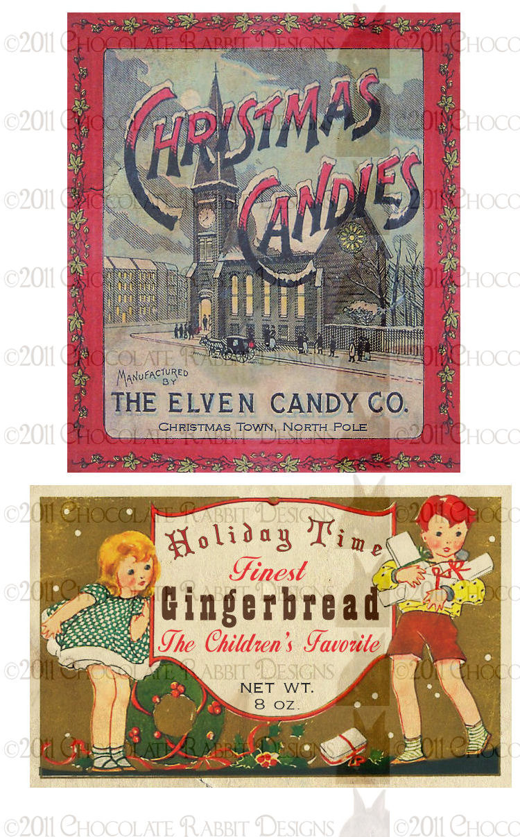 Christmas Treats Vintage Labels Download - Digital High Resolution 300 ...
