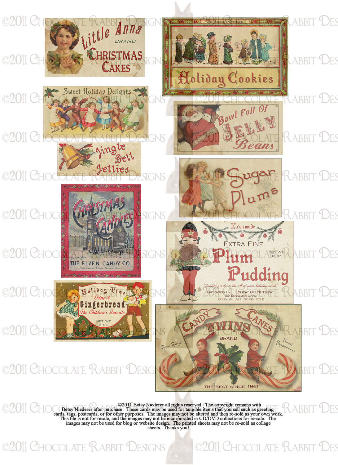 Christmas Treats Vintage Labels Download - Digital High Resolution 300 ...