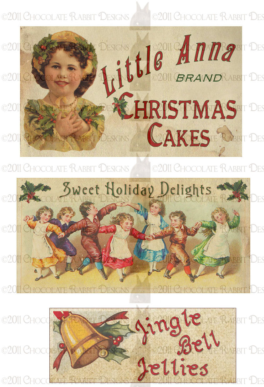 Christmas Treats Vintage Labels Download - Digital High Resolution 300 ...