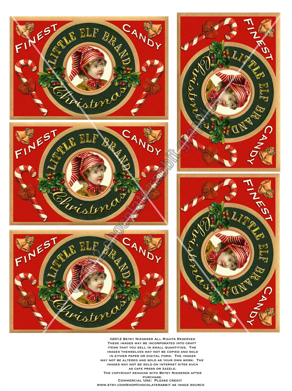 Christmas Vintage Tag Printable Label Little Elf Digital Collage Sheet ...