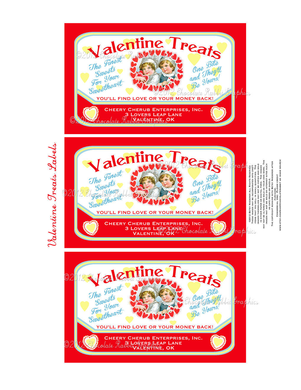 Valentine Candy Treat Vintage Label Digital Download Printable ...