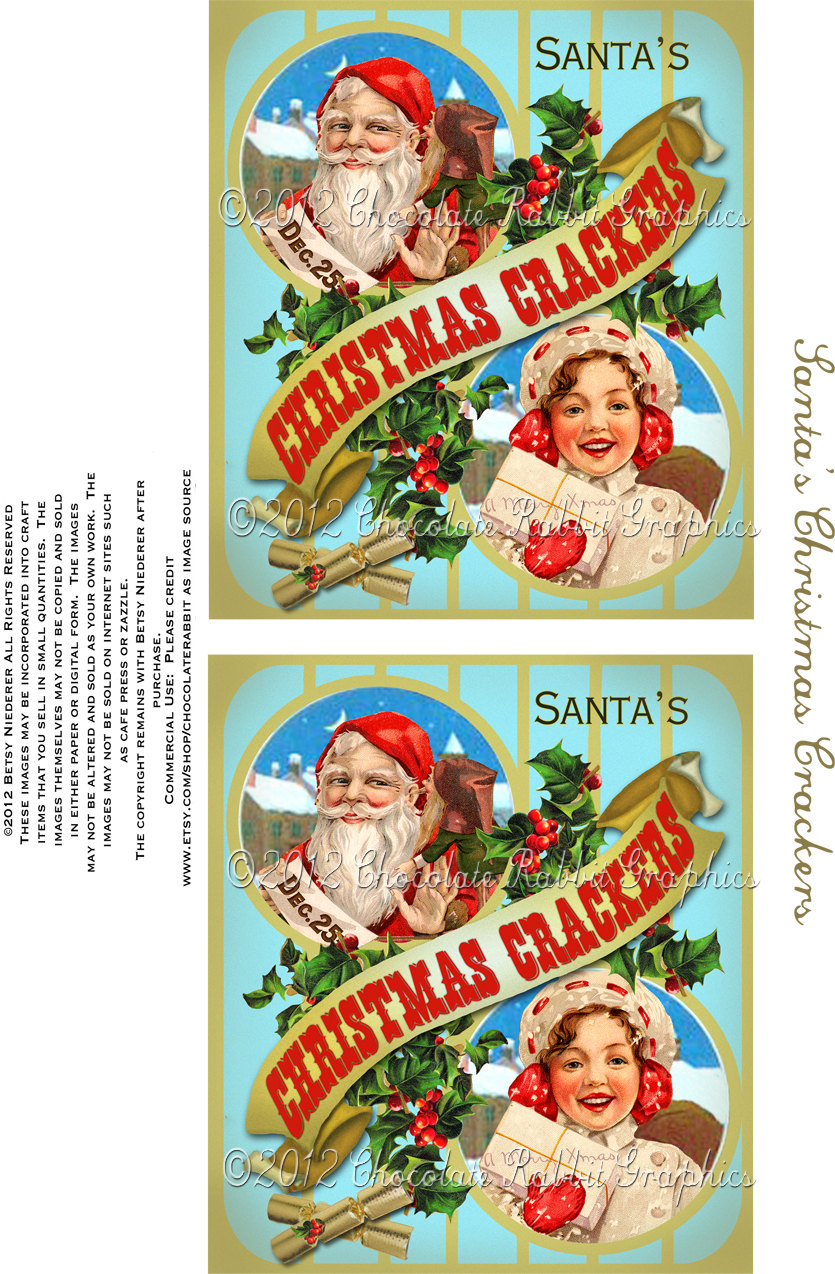 Vintage Tag Printable Label Christmas Crackers Digital Collage Sheet ...